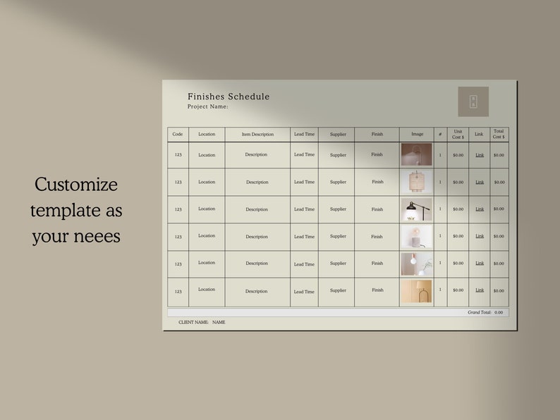 Interior Design Finishes Schedule Canva Template Home Renovation ...