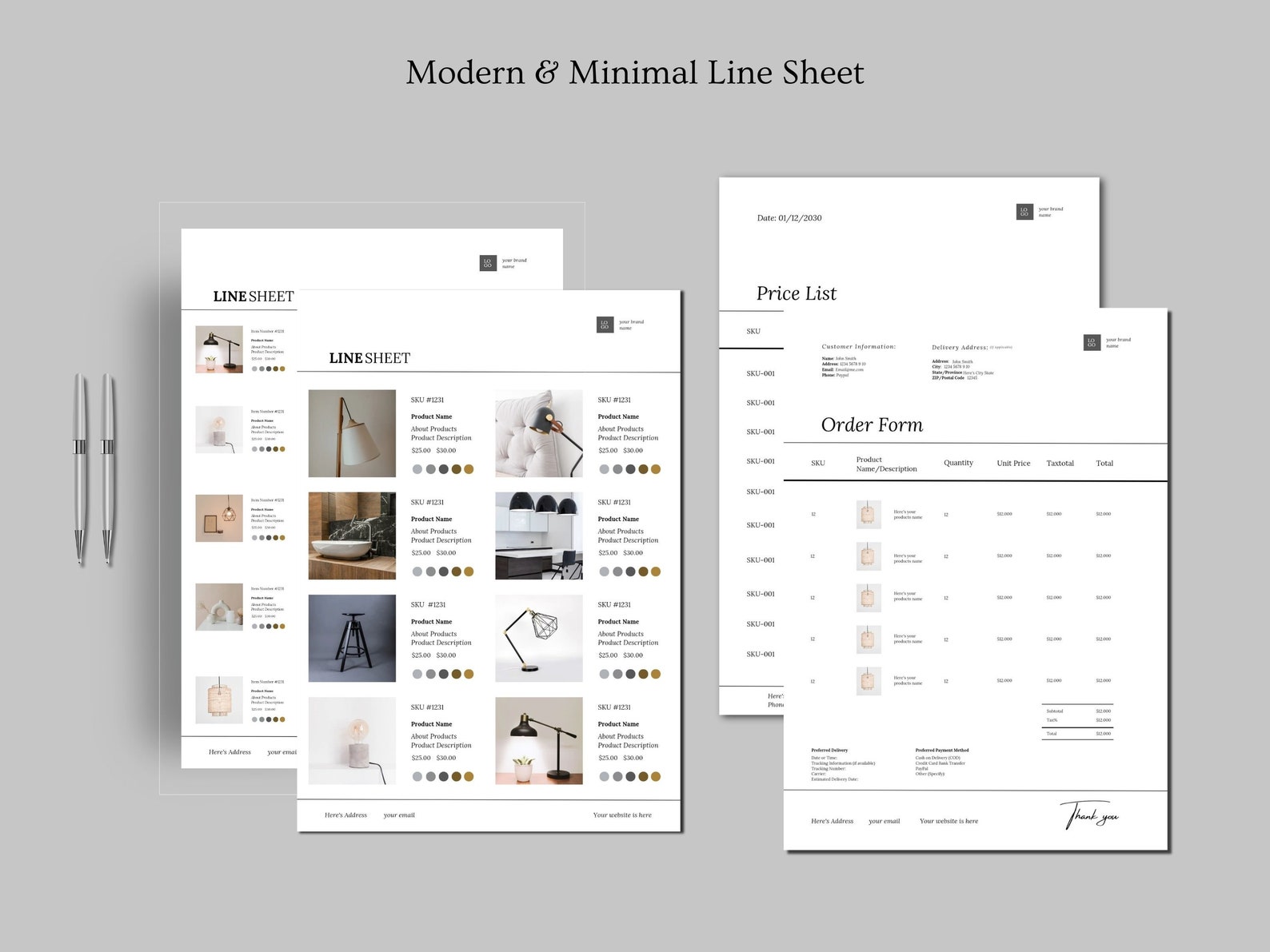 Line Sheet Template Wholesale Minimal Wholesale Catalogue Editable ...