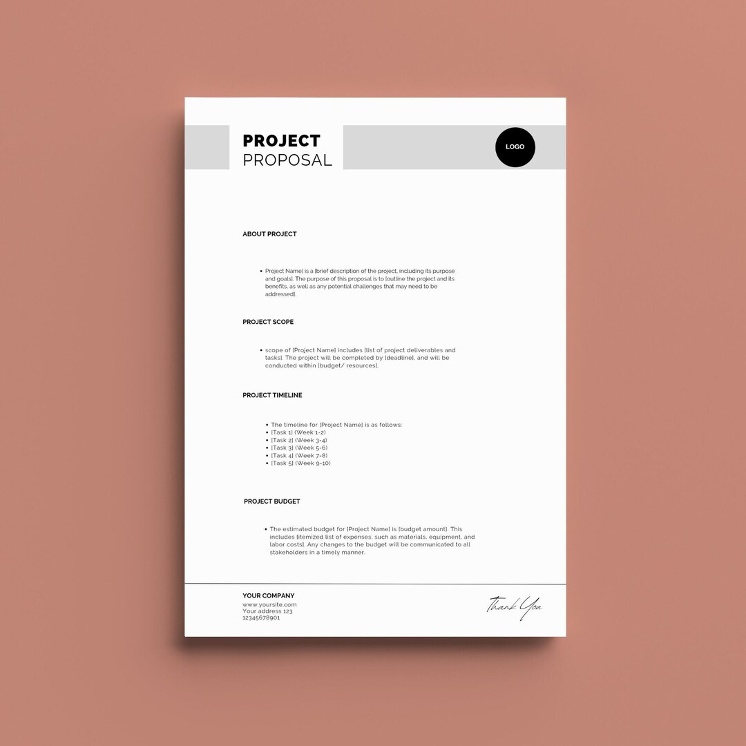 Modern 1 Page Basic Proposal L 1 Page Project Proposal, Canvatemplate ...