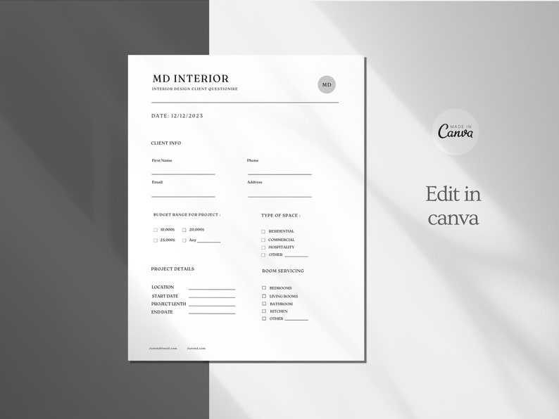 Interior Designer Client Questionnaire Template Interior Design Form ...