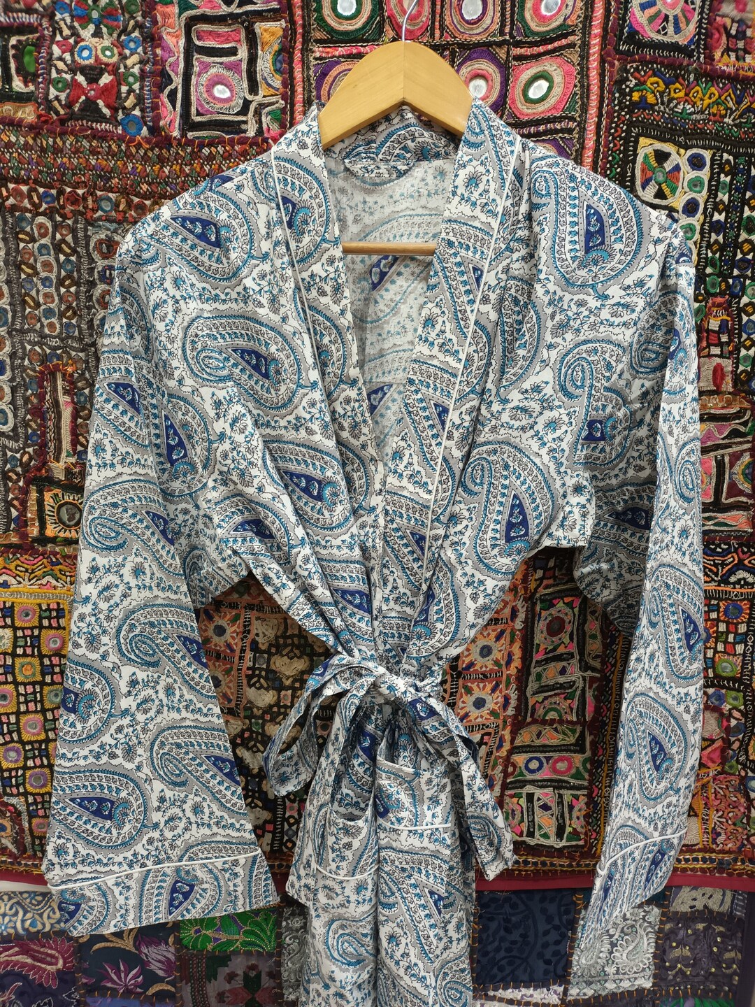 Cotton Kimono Robe, Block Print Robes for Women,dressing Gown, Plus ...