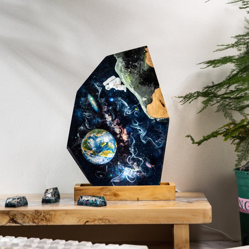 Interstellar Epoxy Lamp – Custom Night Light Hexagon, Sci-fi Movie Art ...