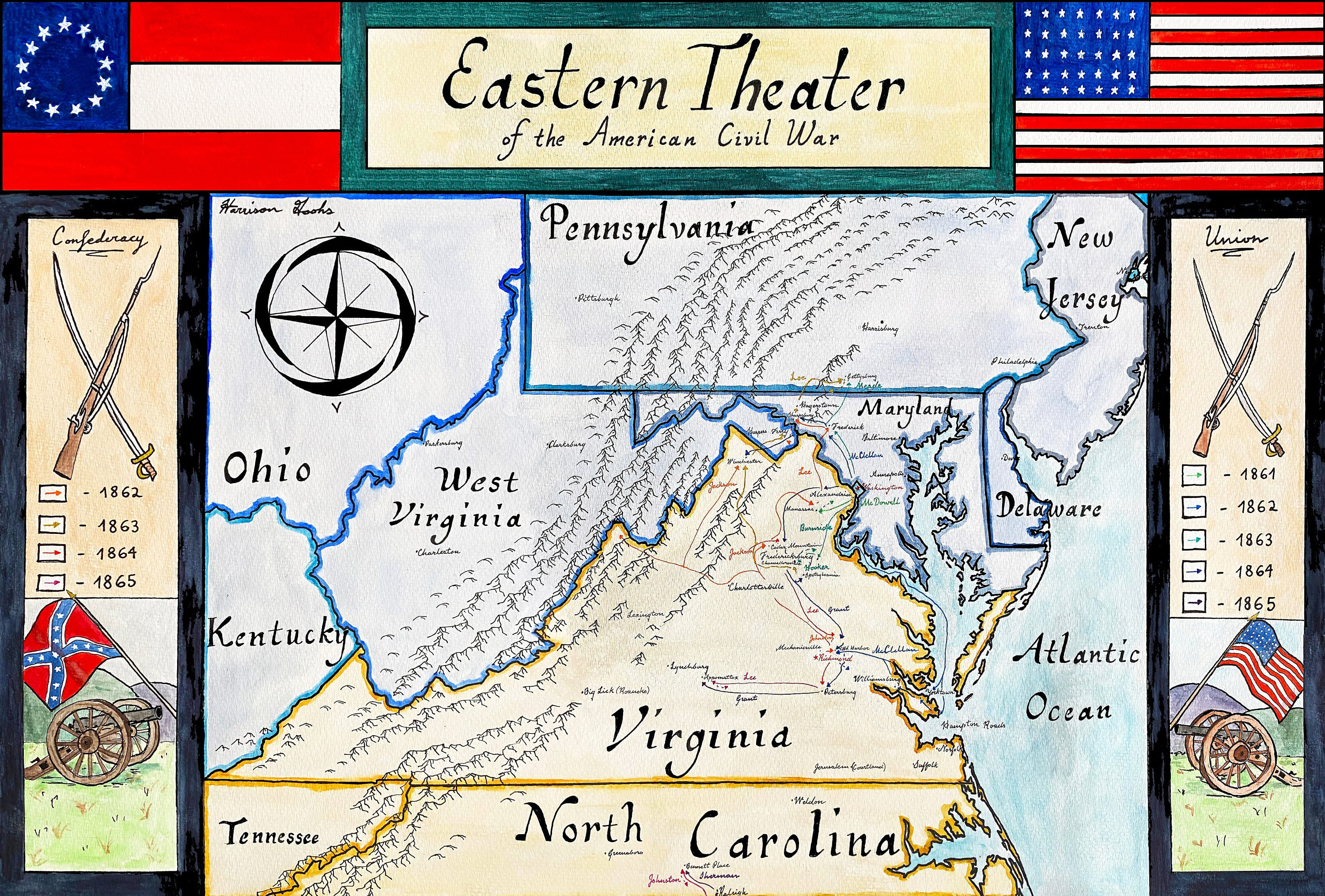 Eastern Theater of the American Civil War Map - Etsy