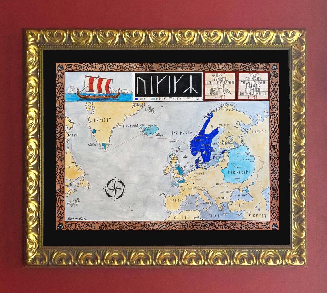 Viking Map; Runes Map of Viking Expansion - Etsy UK