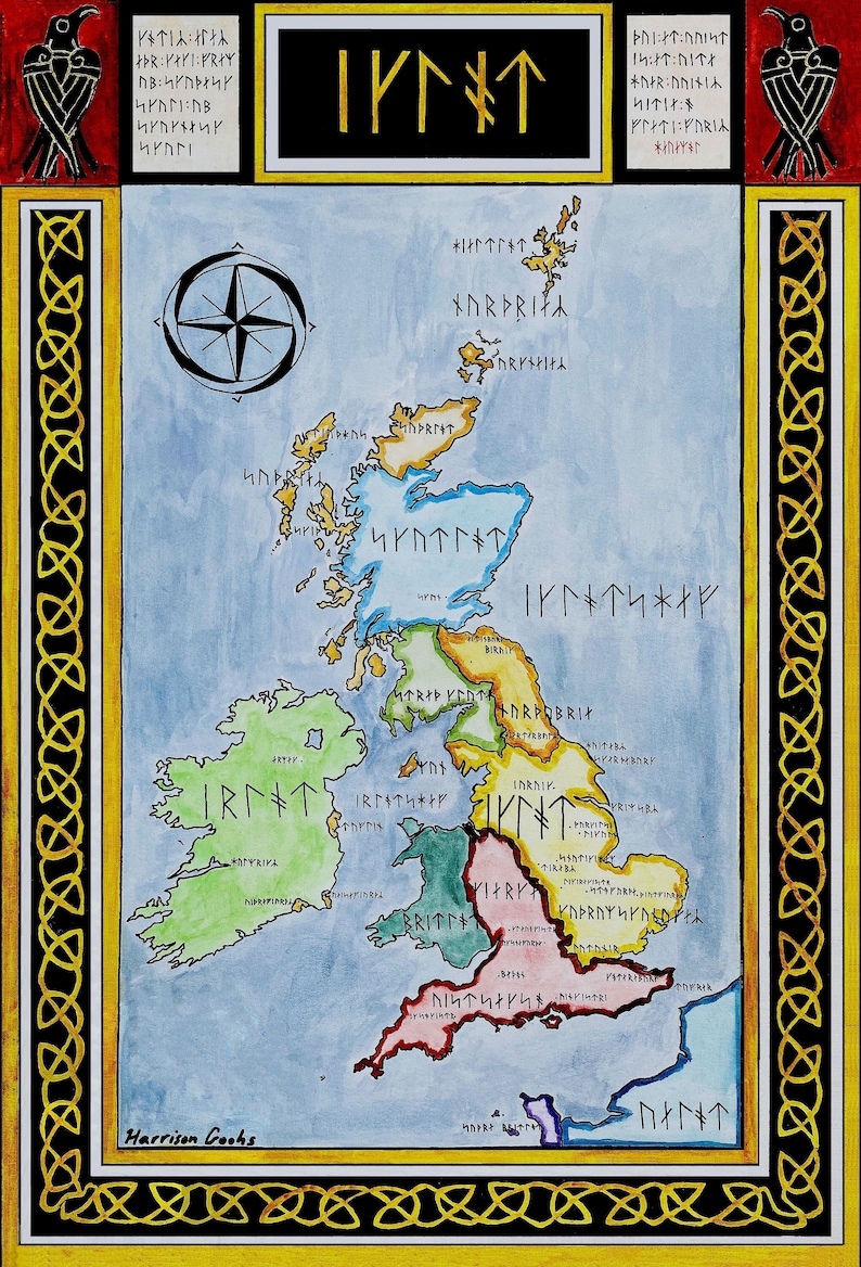 Danelaw Map; Runic Map of Anglo-saxon Britain - Etsy