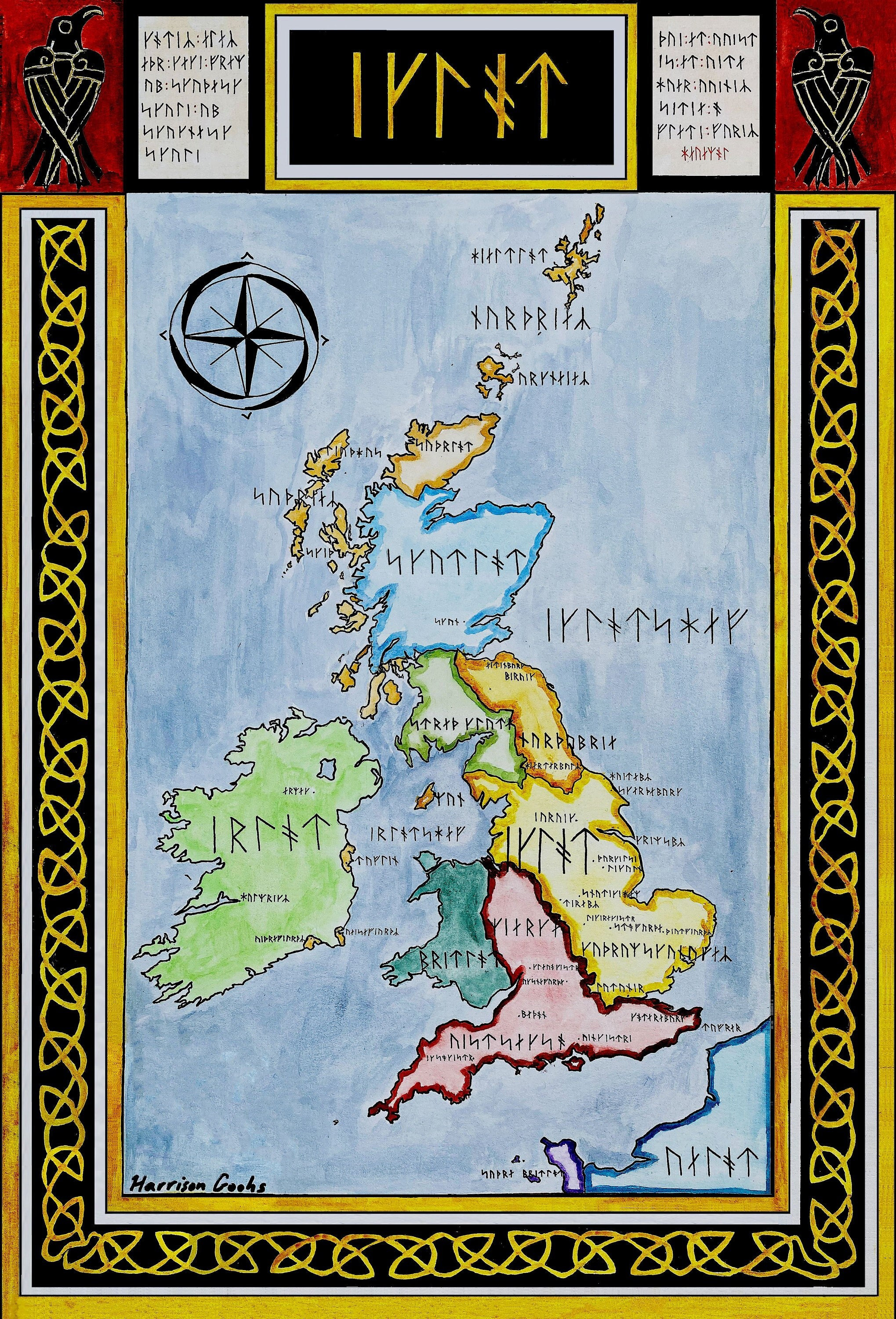 Danelaw Map; Runic Map of Anglo-saxon Britain - Etsy