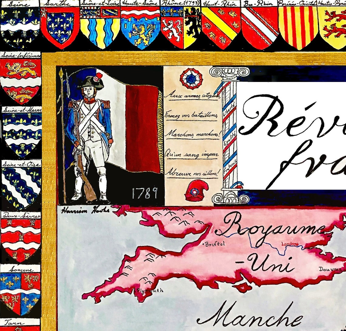 French Revolution Map; Map of France 1789-1799 - Etsy