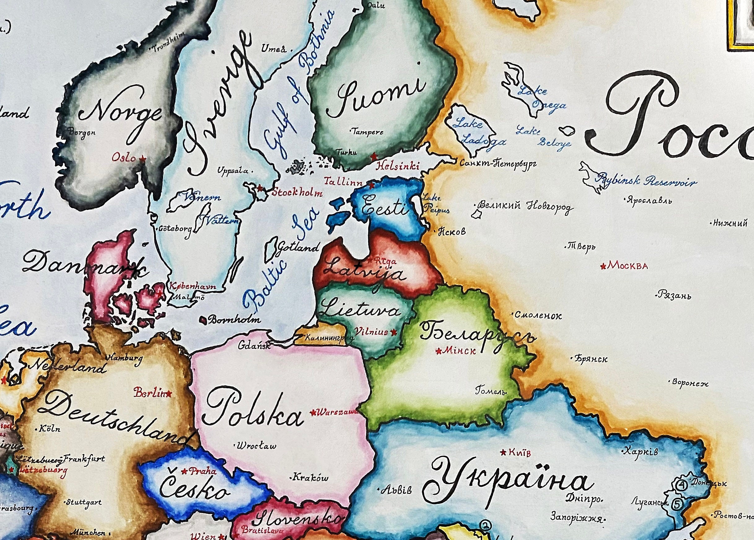 Endonym Map of Europe Europe Map 2023 in Native Languages - Etsy Singapore