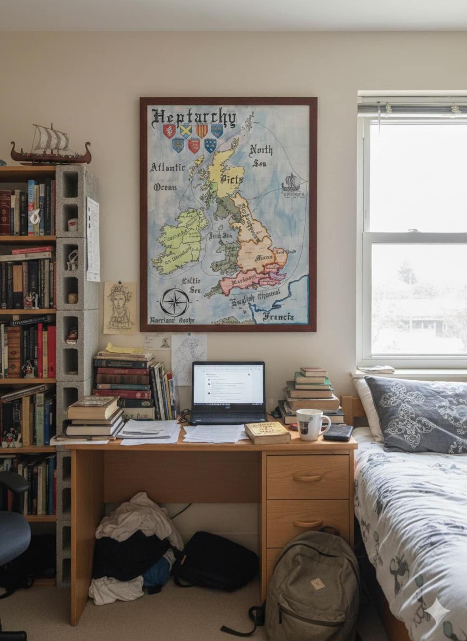 Map of Anglo-saxon Britain; the Heptarchy - Etsy