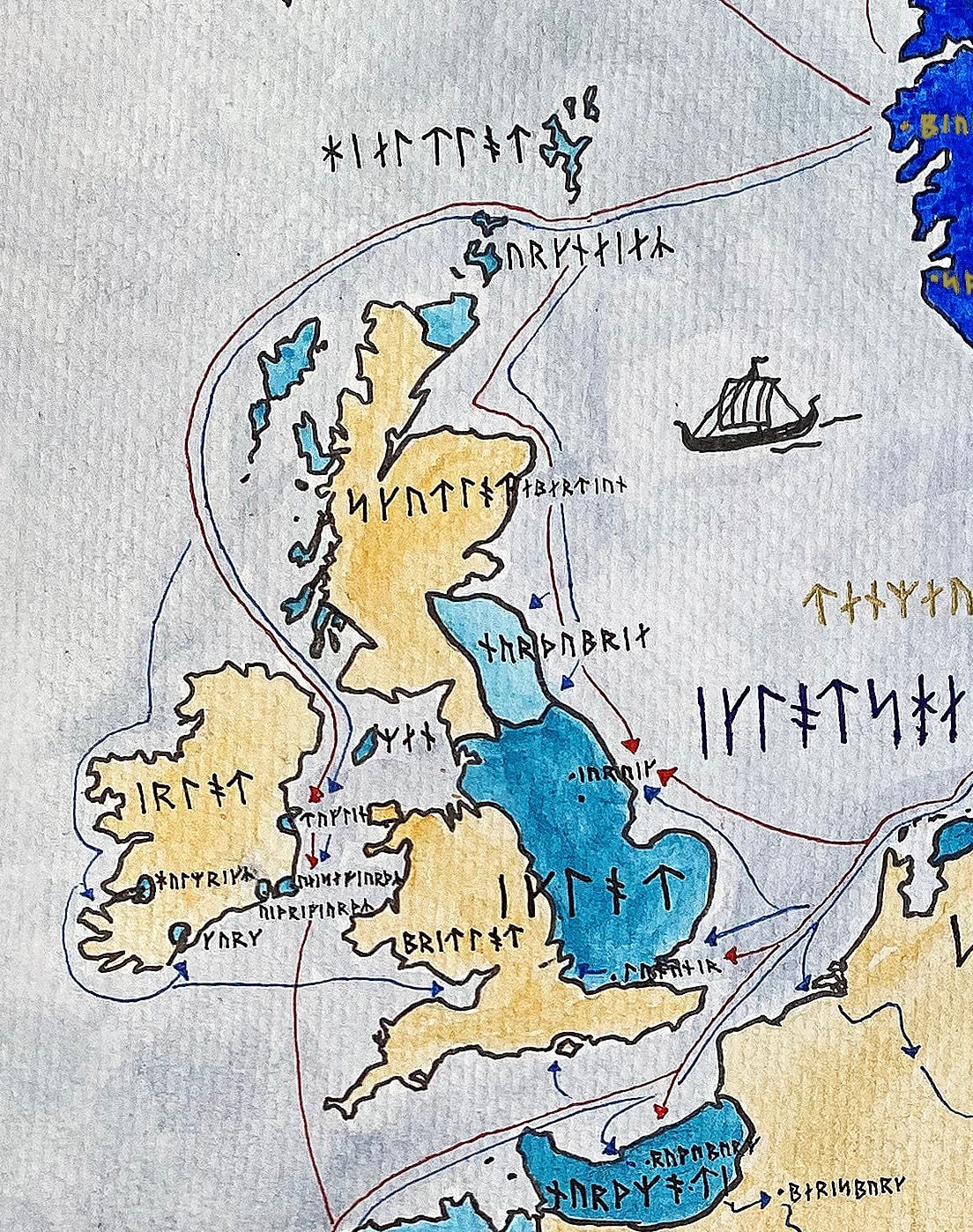 Handpainted Viking Expansion Map: Runes of the Viking Age - Etsy