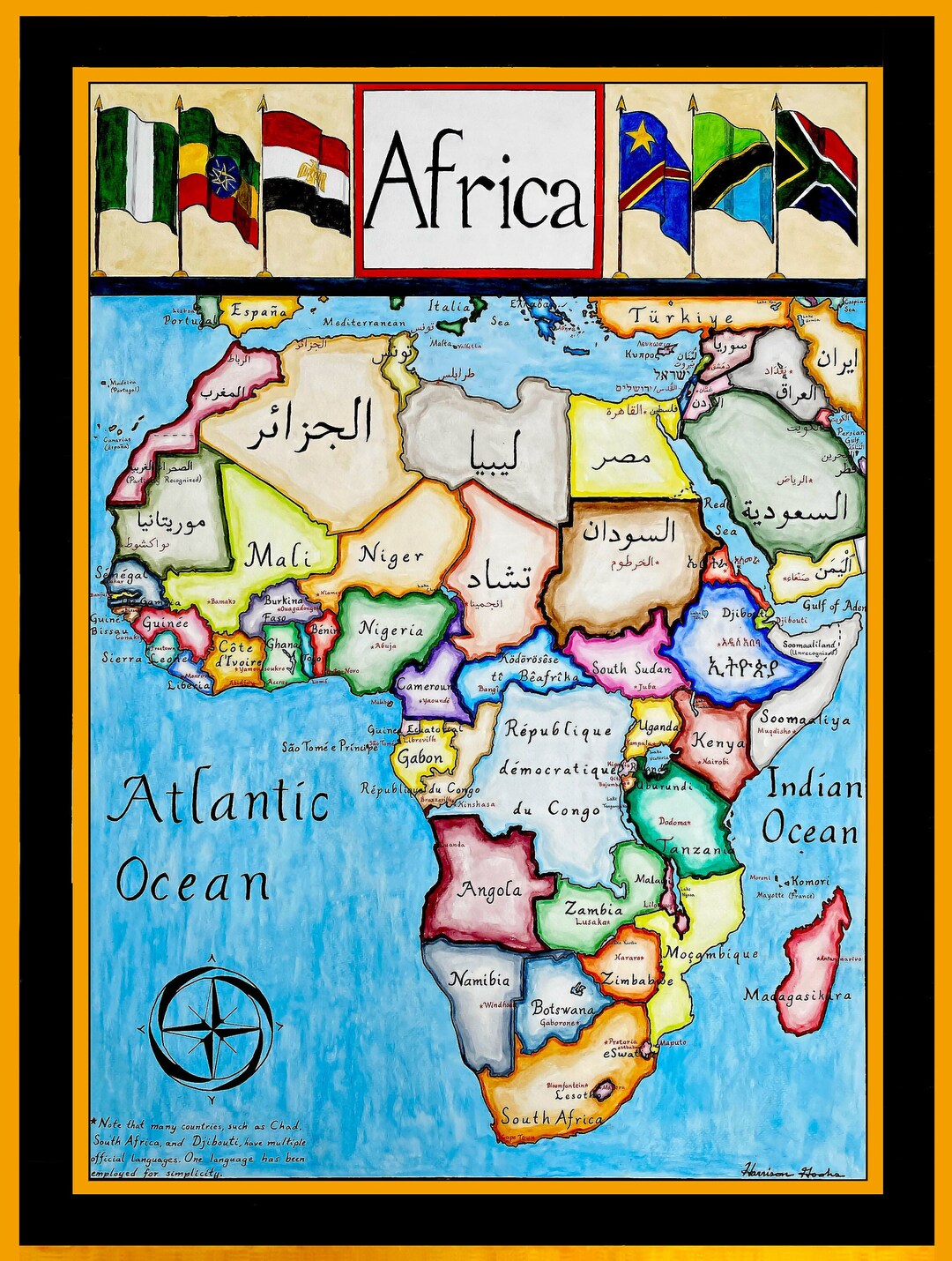 Endonym Map of Africa; African Continent - Etsy