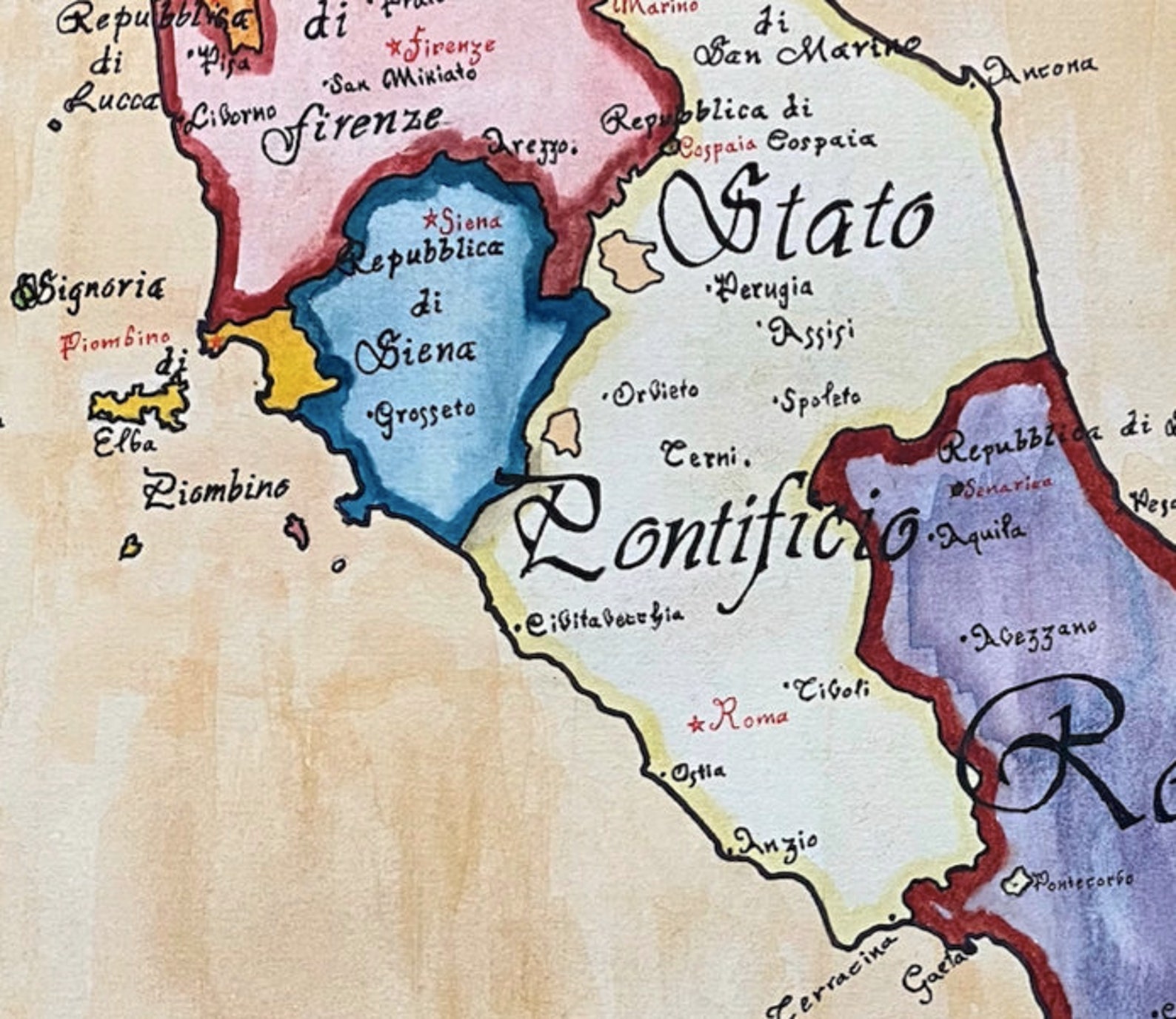 Italy 1494 Map – Renaissance Italian States Print | Pre-italian Wars ...