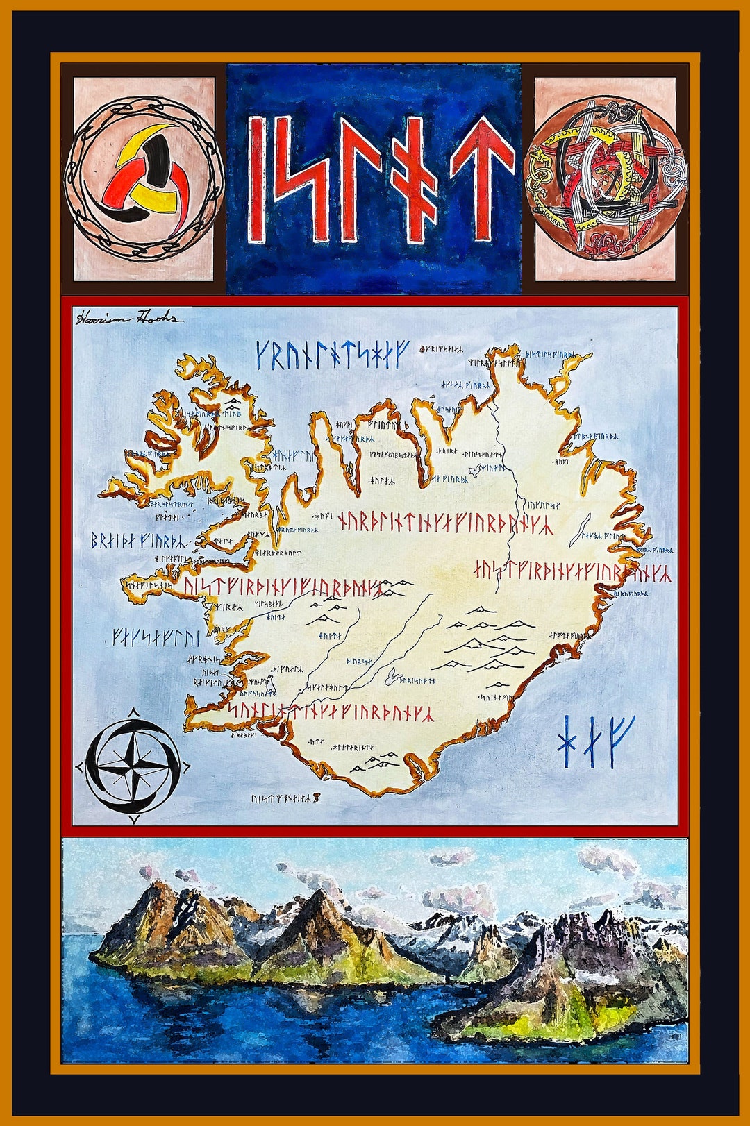 Map of Medieval Iceland; Viking Age Iceland in Runes - Etsy