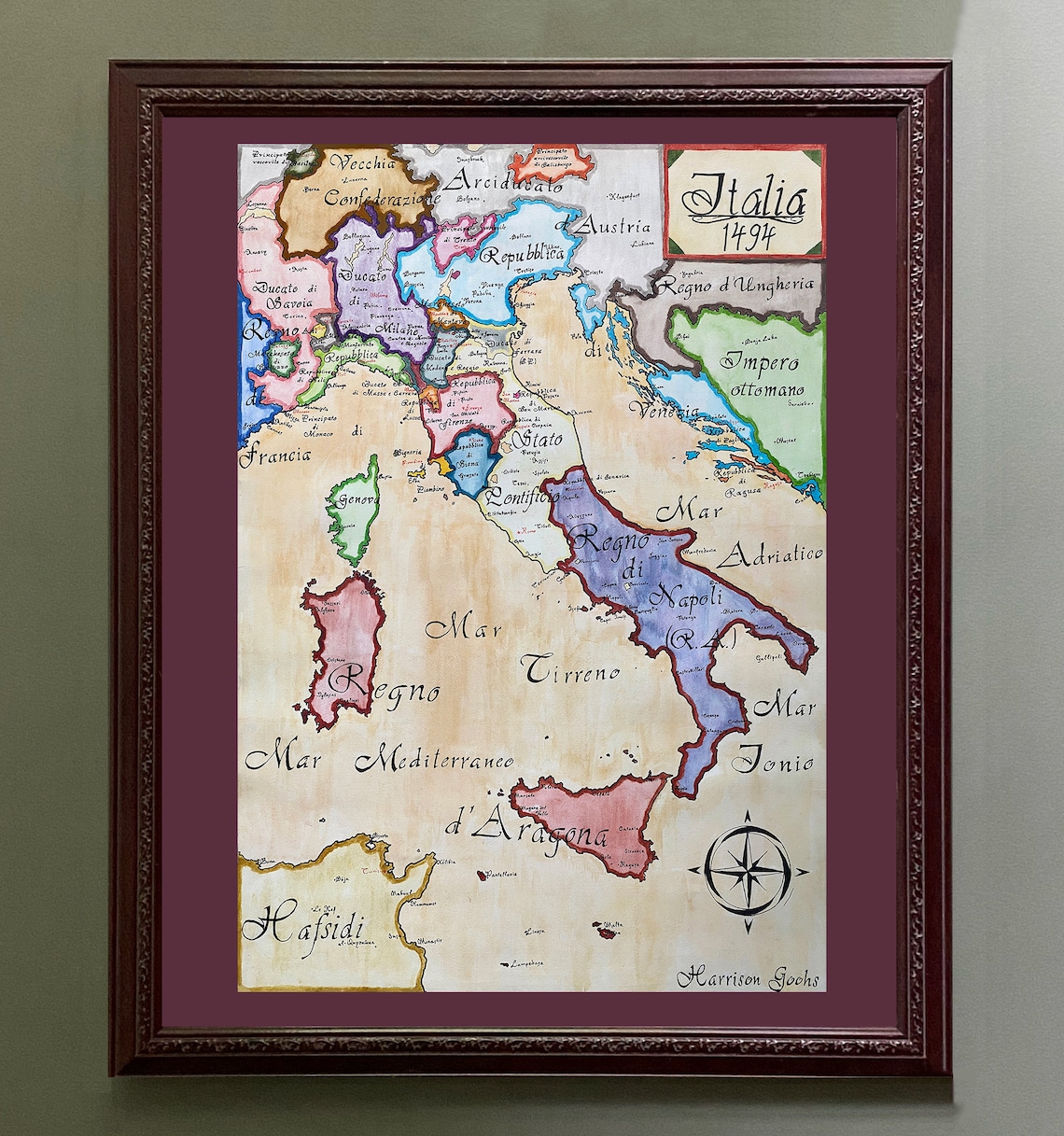 Map of Italy 1494; Italian Renaissance; Italian States - Etsy