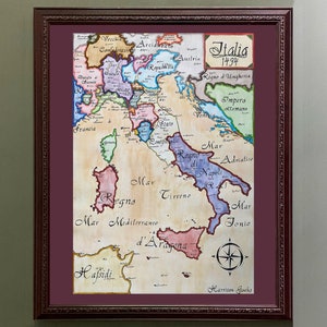 Italy 1494 Map – Renaissance Italian States Print | Pre-italian Wars ...