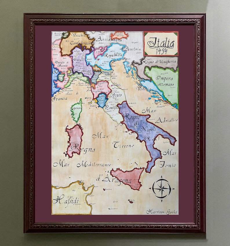 Map of Italy 1494; Italian Renaissance; Italian States - Etsy UK