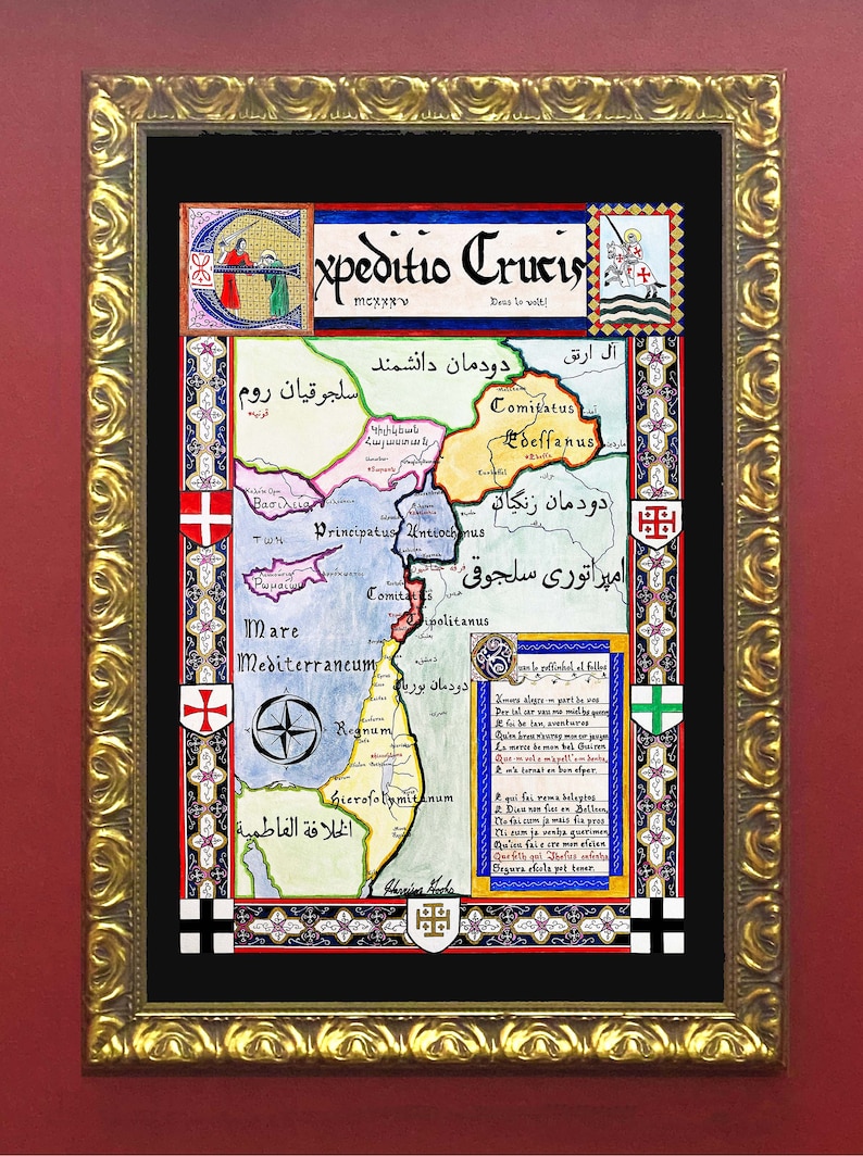 Crusades Map; First Crusade; Kingdom of Jerusalem - Etsy