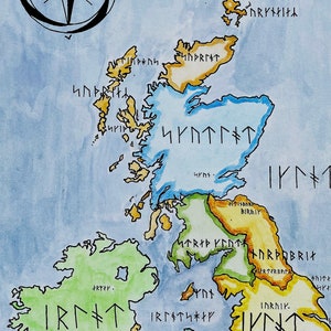 Danelaw Map; Runic Map of Anglo-saxon Britain - Etsy