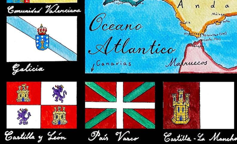 Kingdom of Spain Map; Reino De España - Etsy