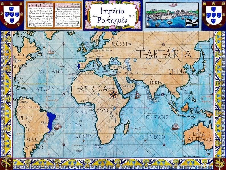 Portuguese Empire 1580 Historical Portugal Map - Etsy