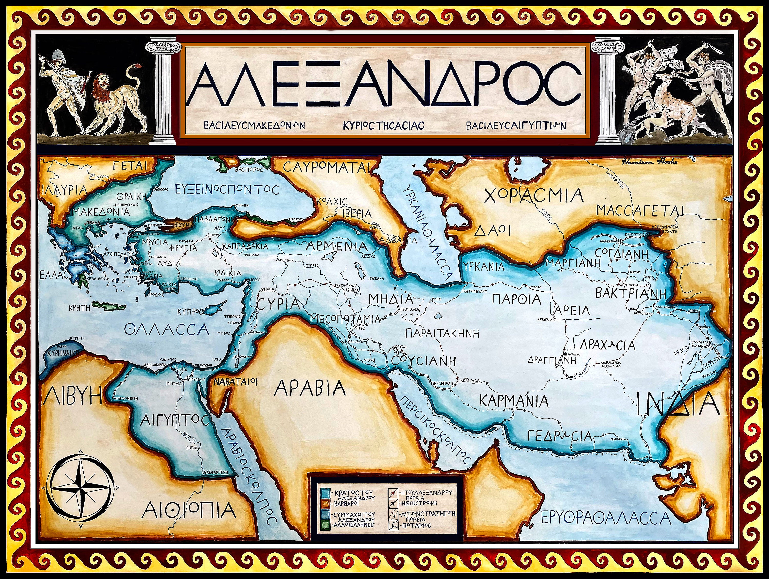 Alexander the Empire Map 323 BC – Ancient Greek Hellenistic World Print ...