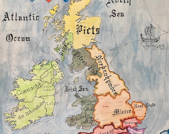 Anglo-saxon Heptarchy Map of Britain Map Print of a 1610 Map on ...