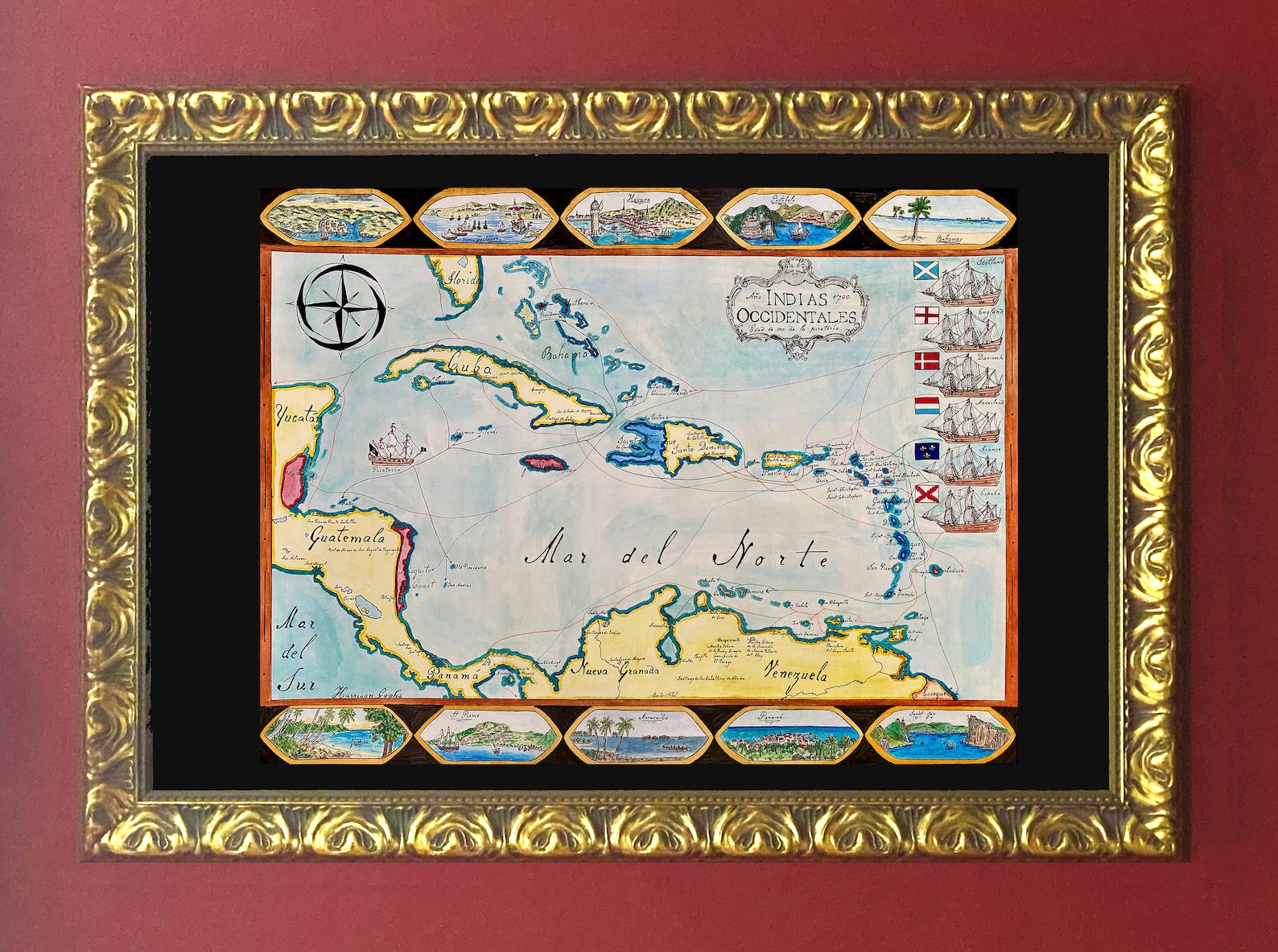 Caribbean Map 1700; Golden Age of Piracy - Etsy