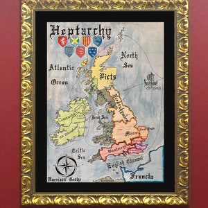 Map of Anglo-saxon Britain; the Heptarchy - Etsy UK