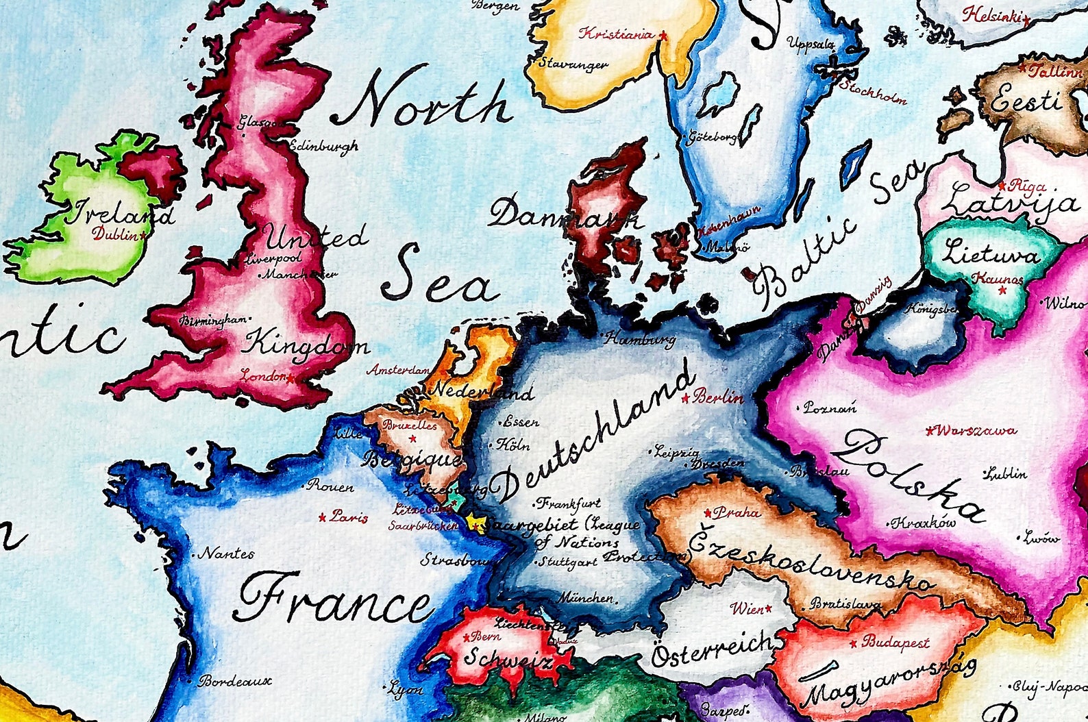 Map of Interwar Europe; Endonym Map Europe 1923 - Etsy