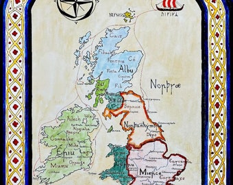 Anglo-saxon Heptarchy Map of Britain Map Print of a 1610 Map on ...