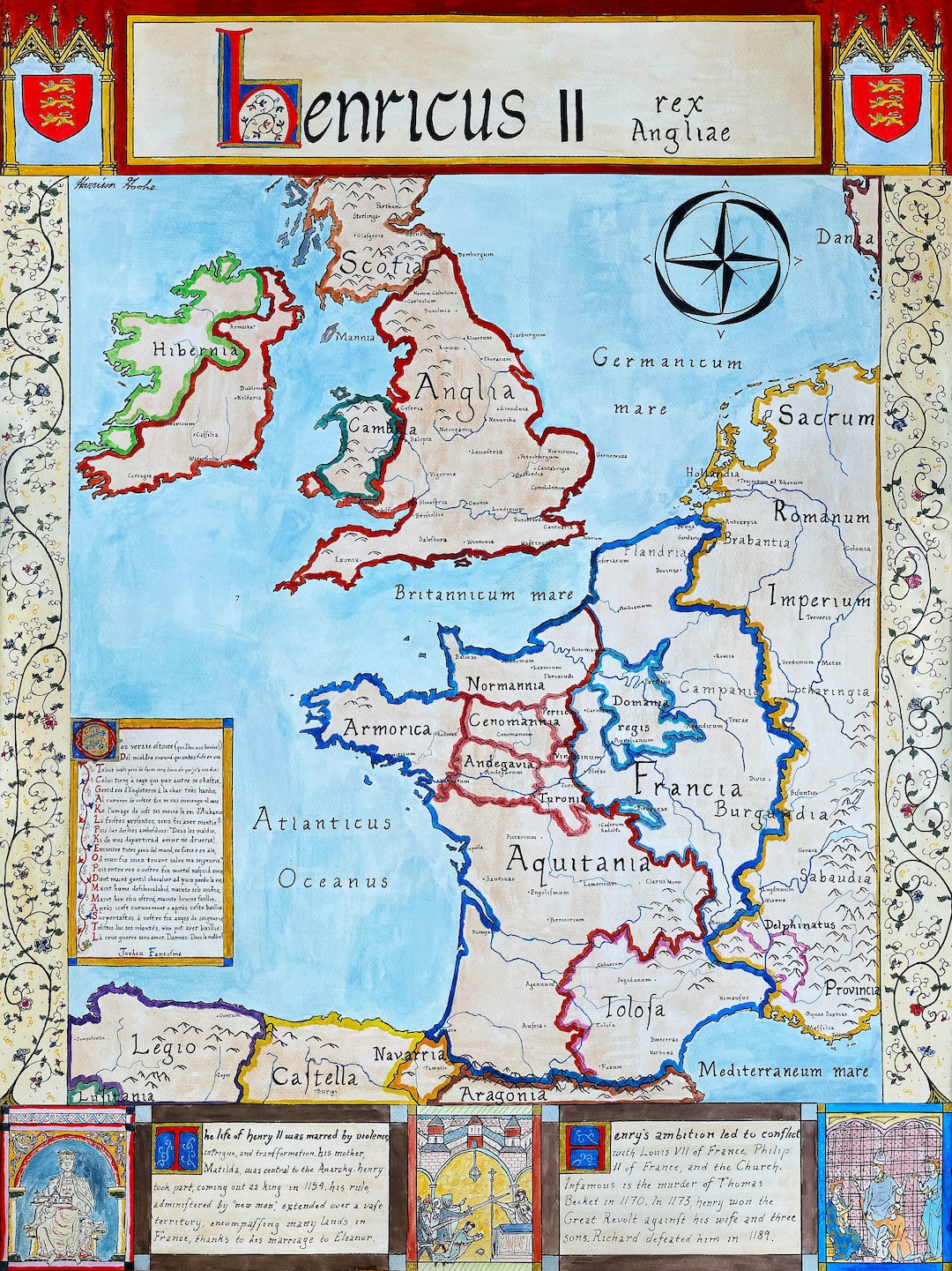 Mapa de Enrique II Imperio angevino Mapa medieval de Europa Occidental ...