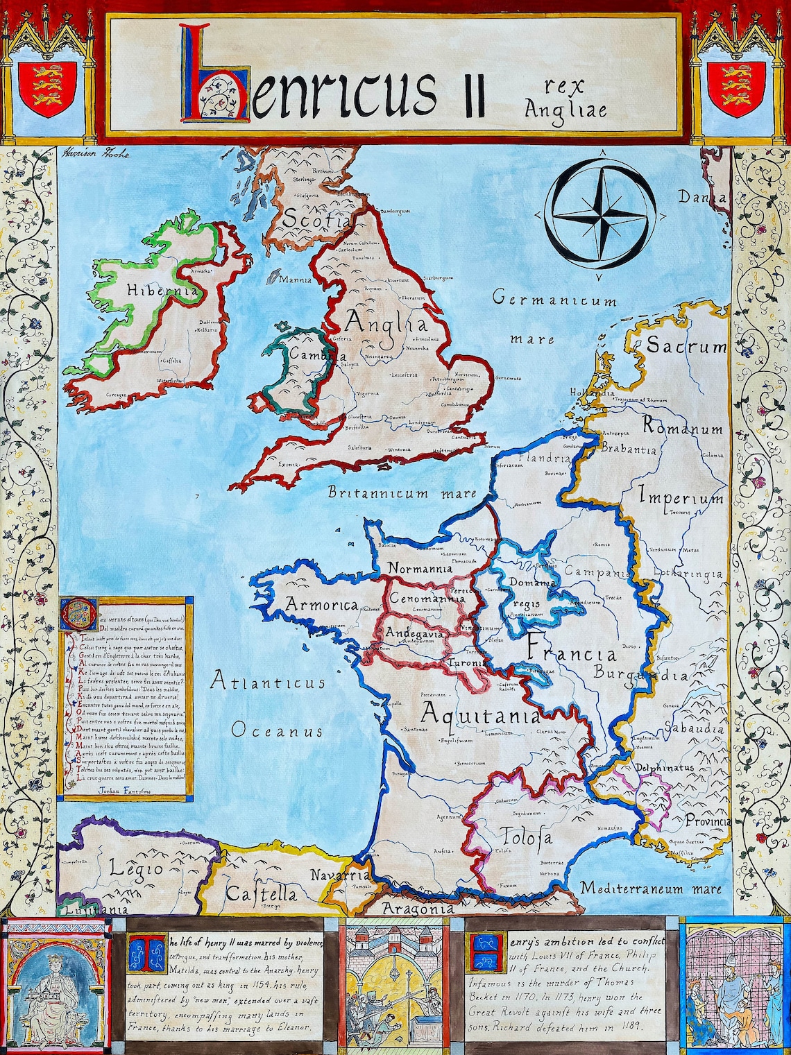 Henry II Map; Angevin Empire; Medieval Western Europe Map - Etsy