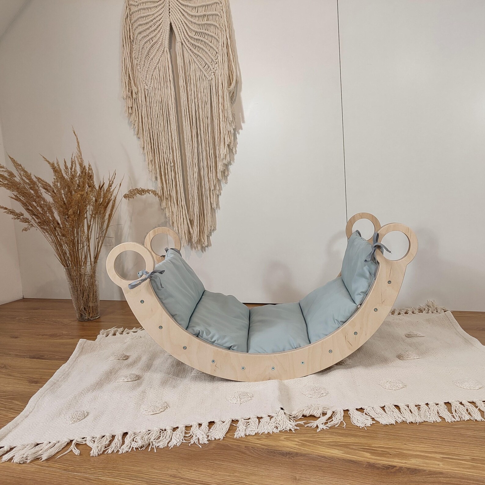 Climbing Arch Bow Rocker for Children, Play Ladder Birch Plywood Cradle ...