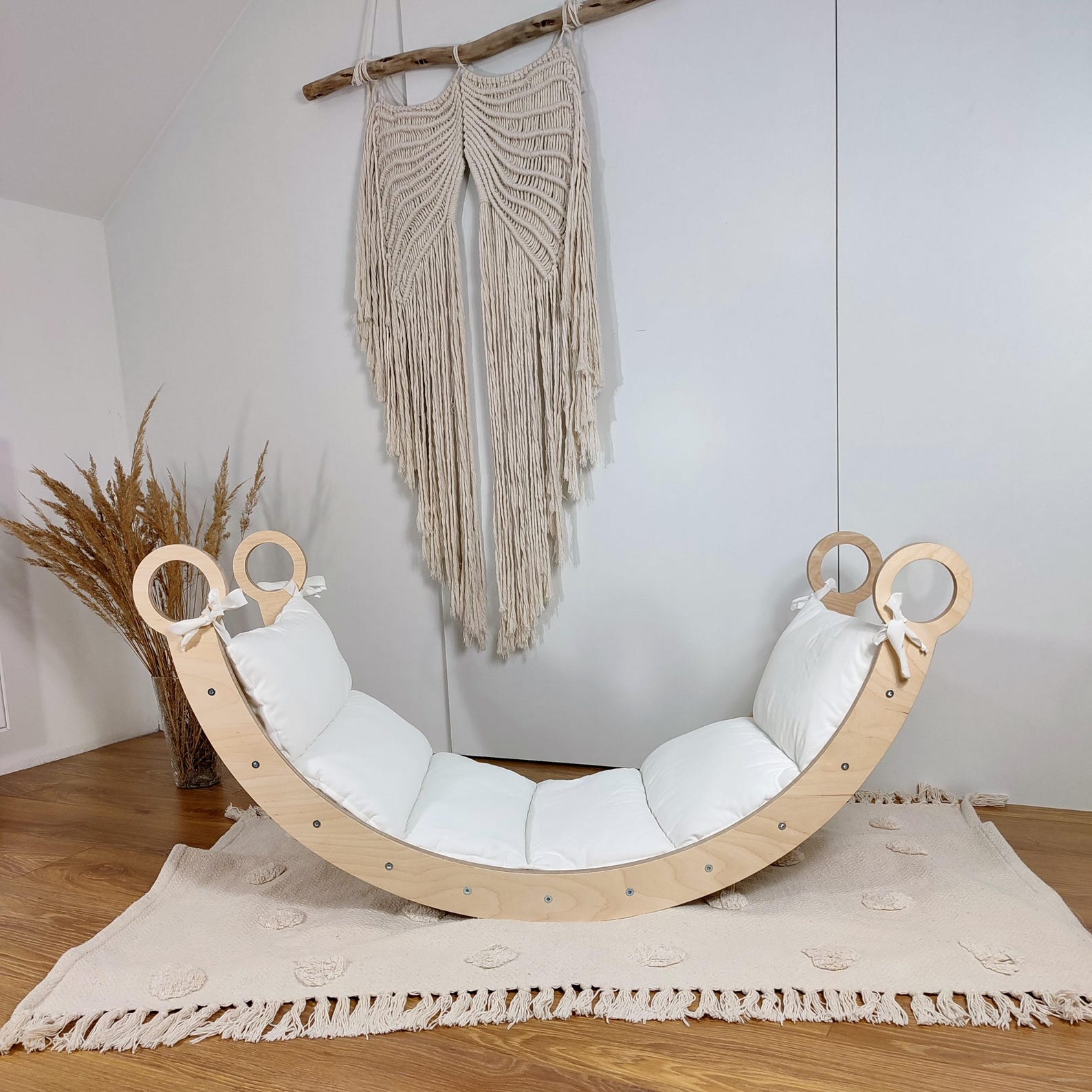 Climbing Arch Bow Rocker for Children, Play Ladder Birch Plywood Cradle ...