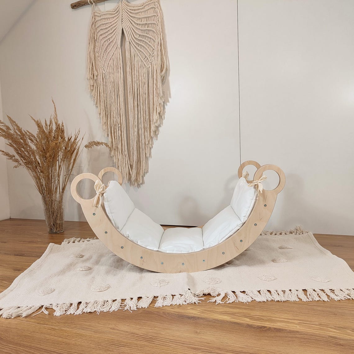 Climbing Arch Bow Rocker for Children, Play Ladder Birch Plywood Cradle ...