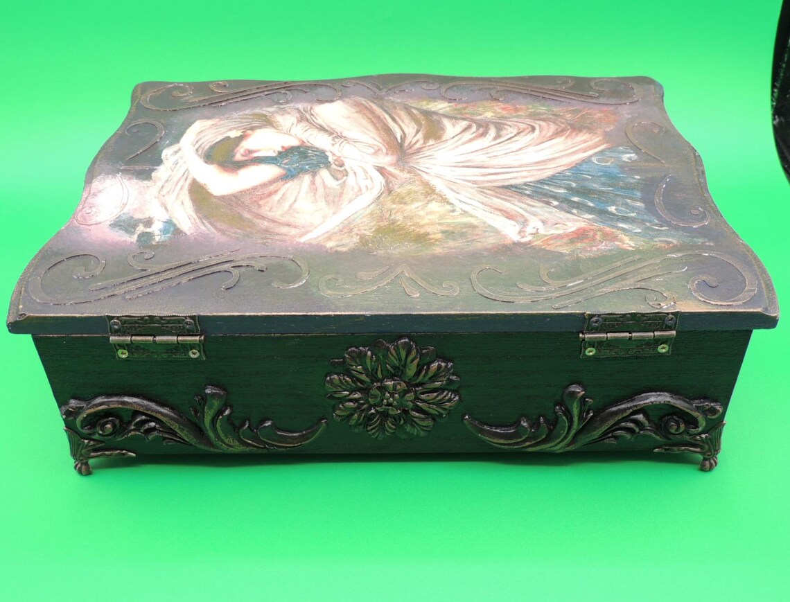 Handcrafted Art Box: Elegant Lady Design - Etsy