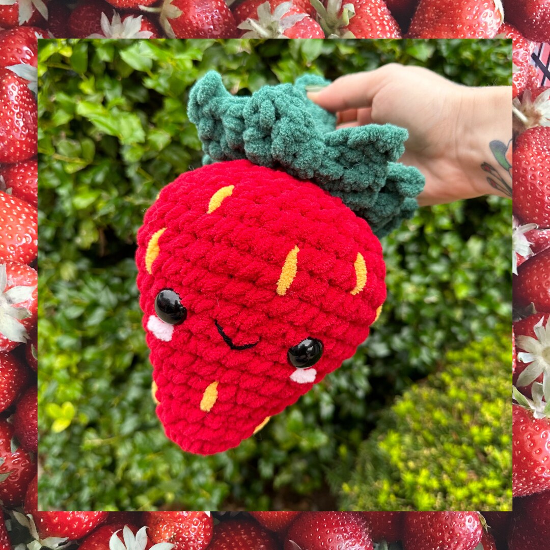 Made to Order Strawberry | Handmade Fuzzy Strawberry | Handmade Plushie ...