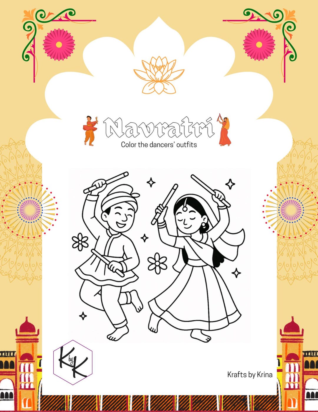 Navratri Kids Worksheets | Garba Raas Worksheets - Etsy