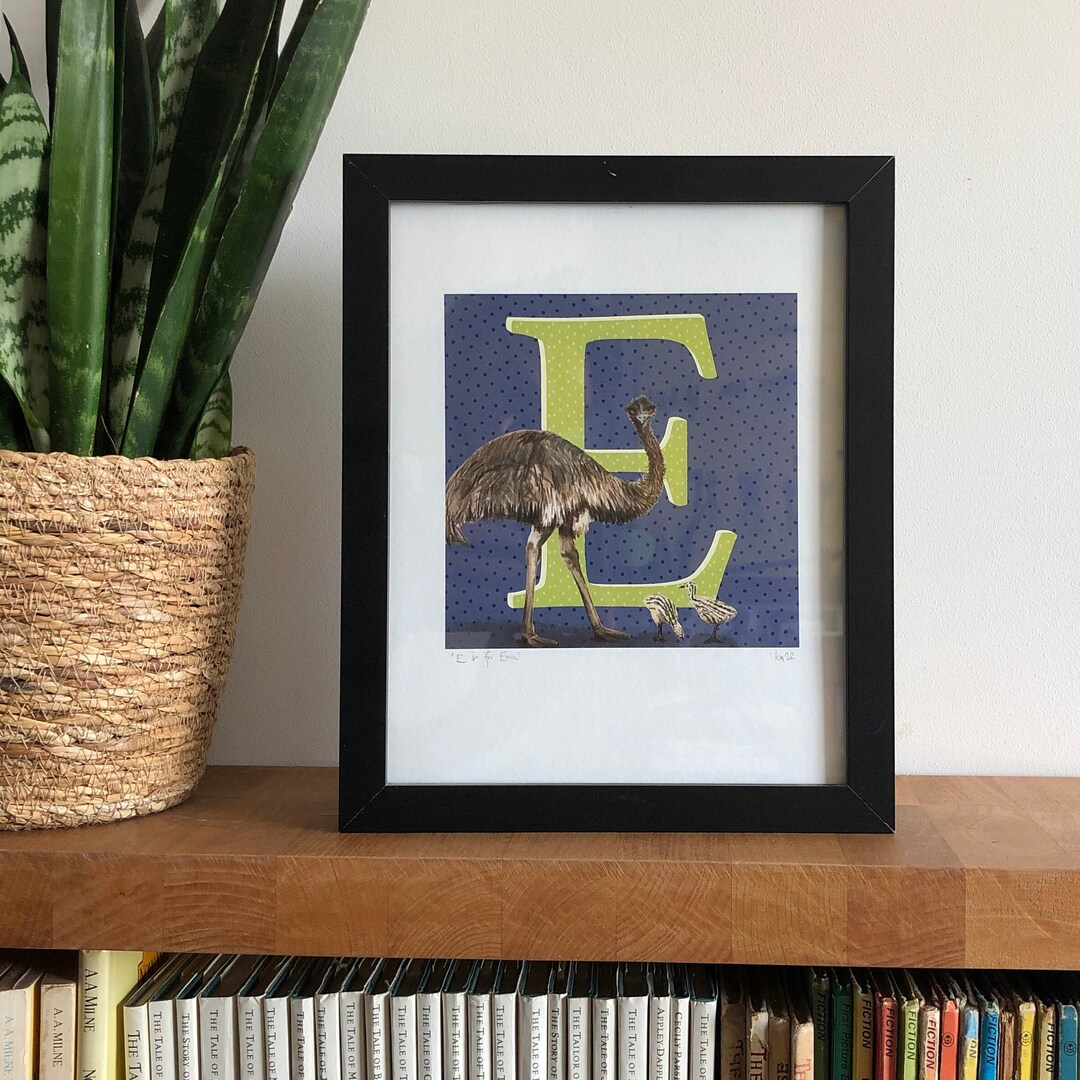 Emu Watercolor Art Print - E is for Emu, Birds of PEACE Collection - Etsy
