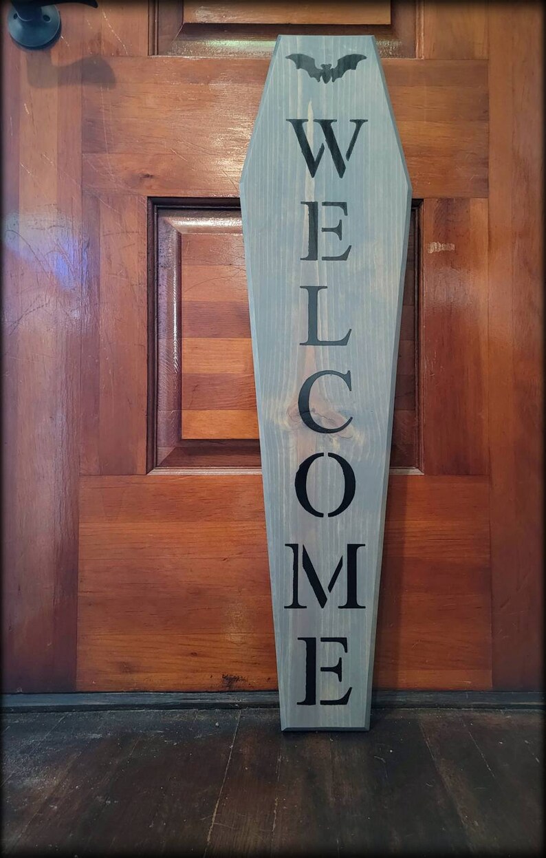 Coffin/ Halloween Welcome Sign 3ft - Etsy