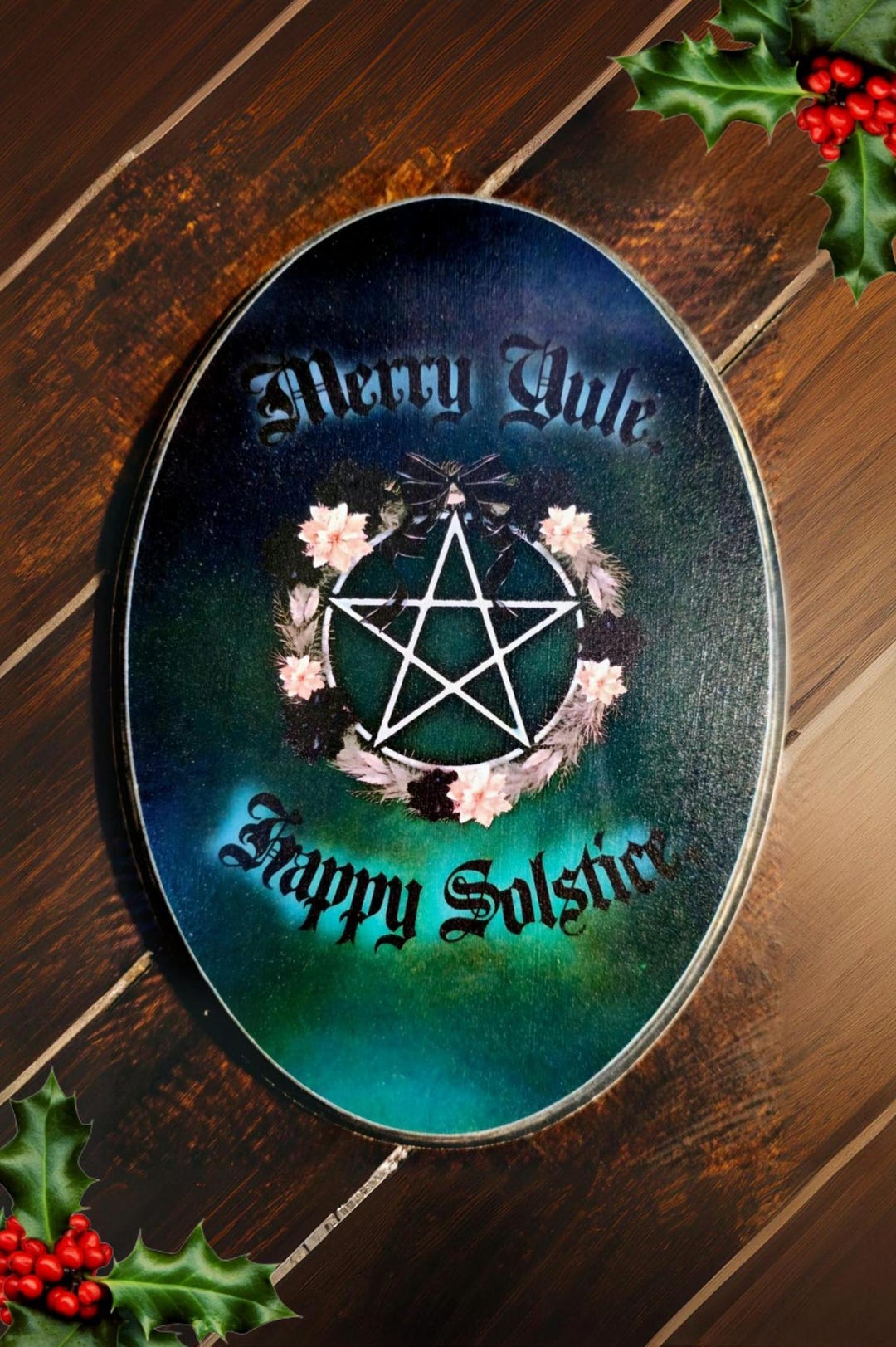 Merry Yule Happy Solstice Plaque - Etsy
