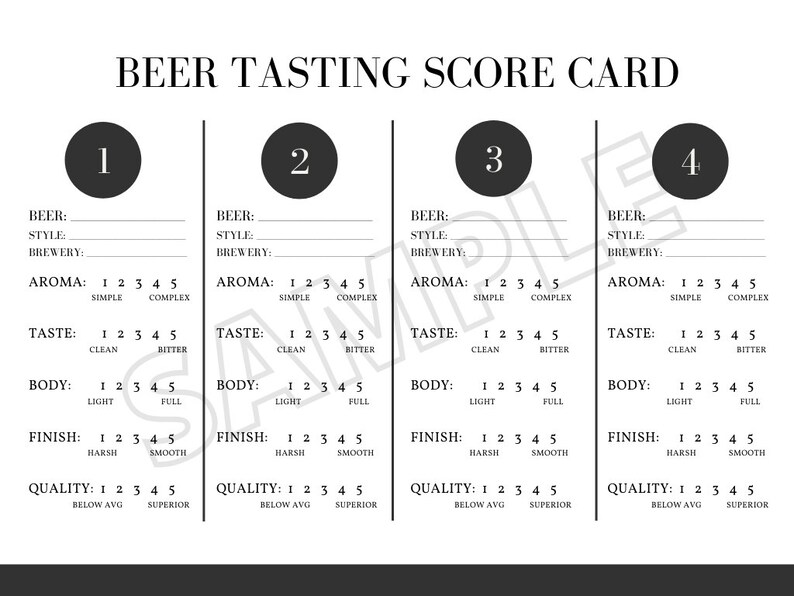 Beer Tasting Score Card - Get Now, Print Anytime: PDF Style - Etsy