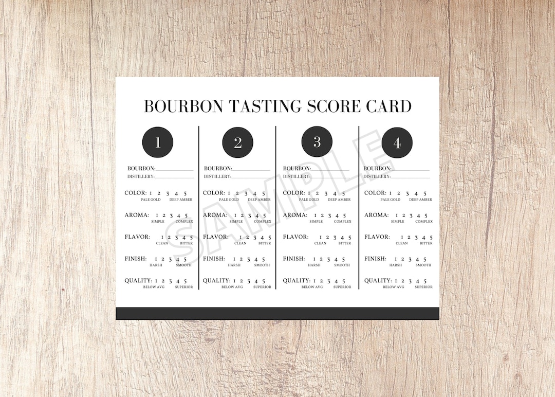 Bourbon Tasting Card | Instant Download | Printable: PDF Format - Etsy