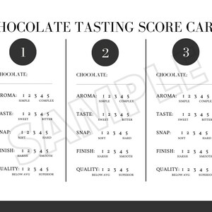 Chocolate Tasting Score Card | Instant Download | Printable: PDF Format ...