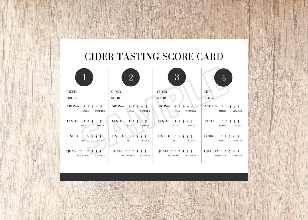 Hard Cider Tasting Score Card | Instant Download | Printable PDF Format ...