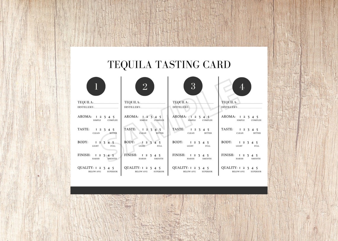 Tequila Tasting Card | Instant Download | Printable: PDF Format - Etsy