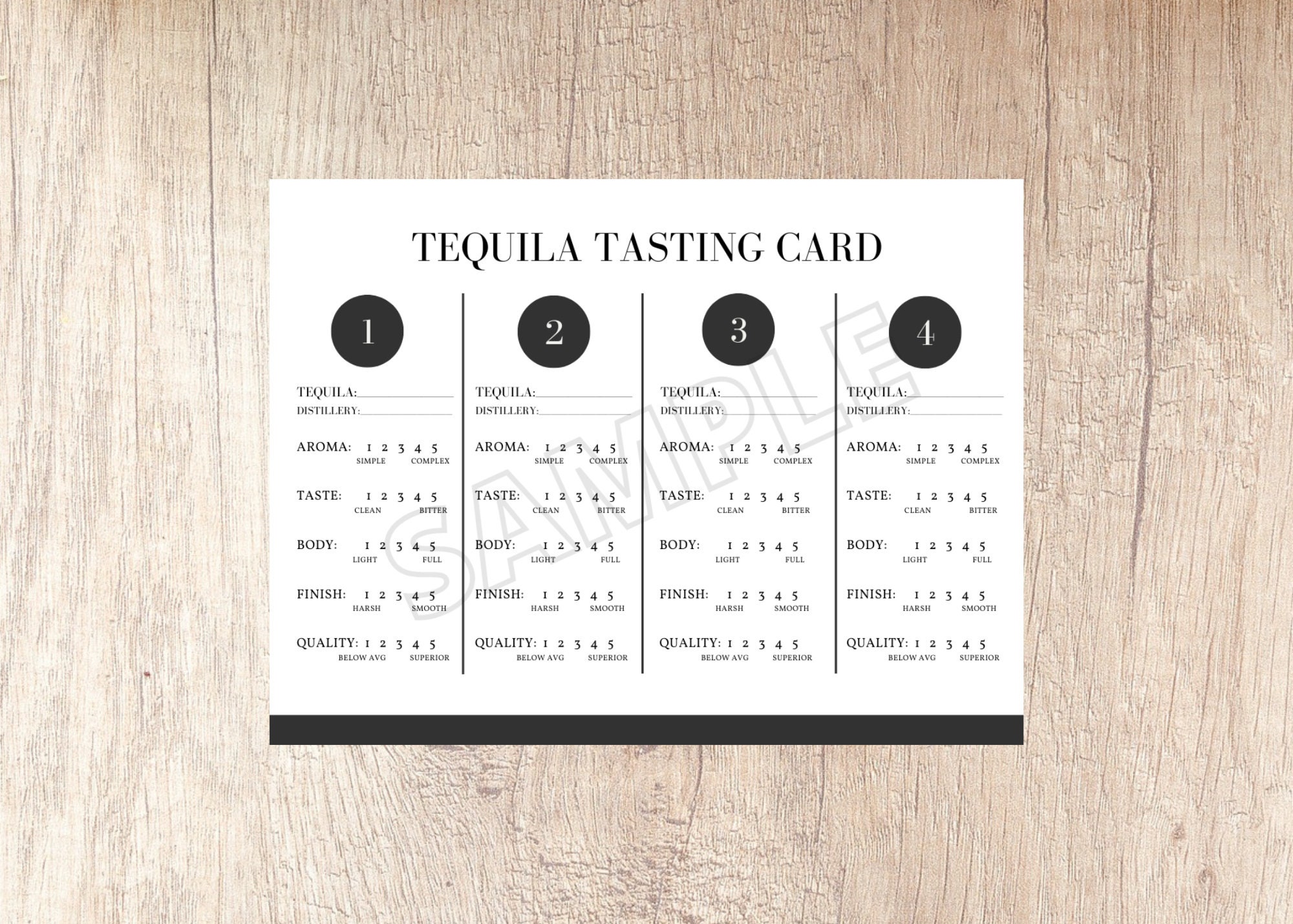 Tequila Tasting Card | Instant Download | Printable: PDF Format - Etsy