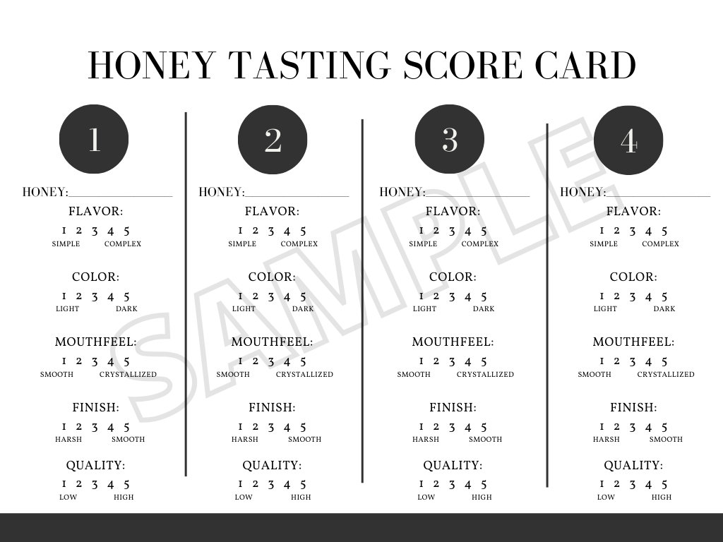 Honey Tasting Card | Instant Download | Printable: PDF Format - Etsy