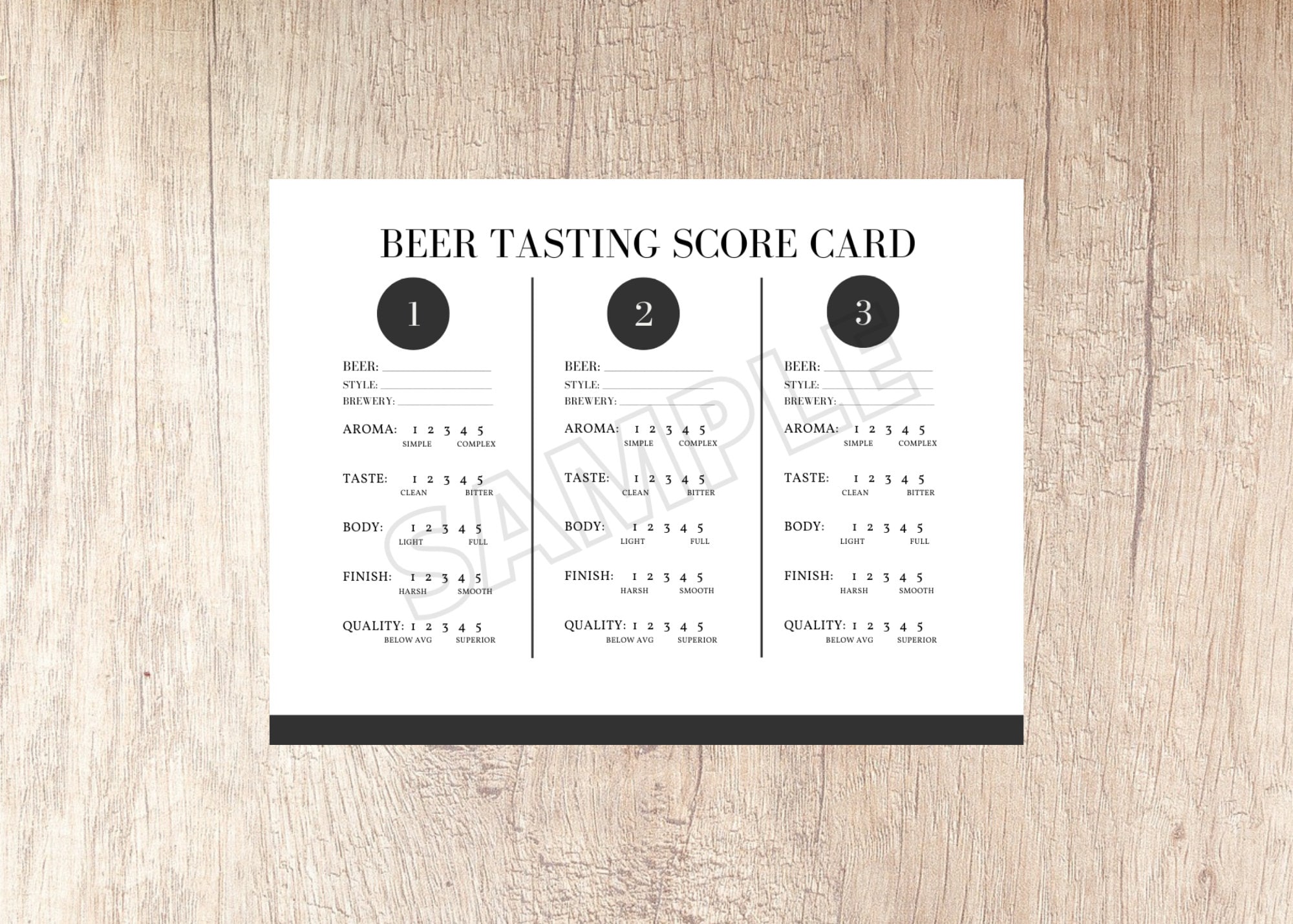 Beer Tasting Score Card | Instant Download | Printable: PDF Format - Etsy