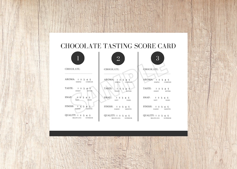 Chocolate Tasting Score Card | Instant Download | Printable: PDF Format ...